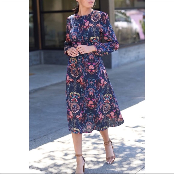 Lulus | Dresses | Nwt Lulus I Madeline Garden Splendor Navy Blue Floral ...